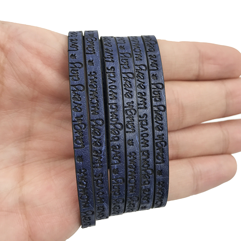 1Meter x 5mm Flat PU Leather Cord Embossed Writing... – Grandado