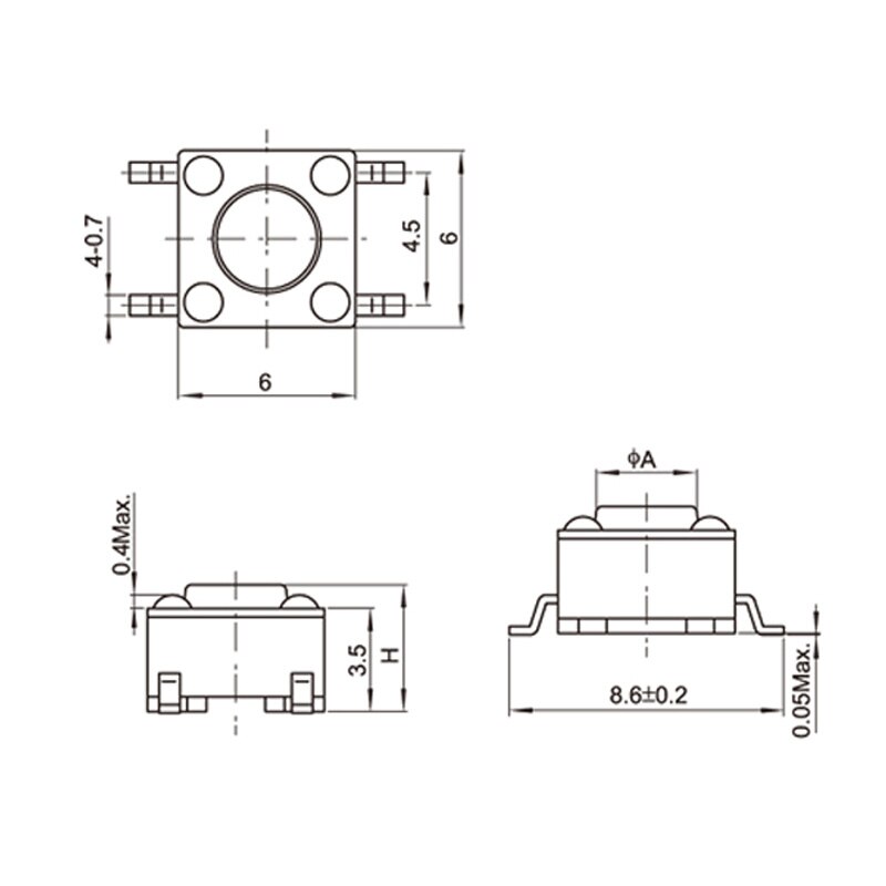 button 6X6X4.3 SMD taping disc-mounted touch switc... – Grandado