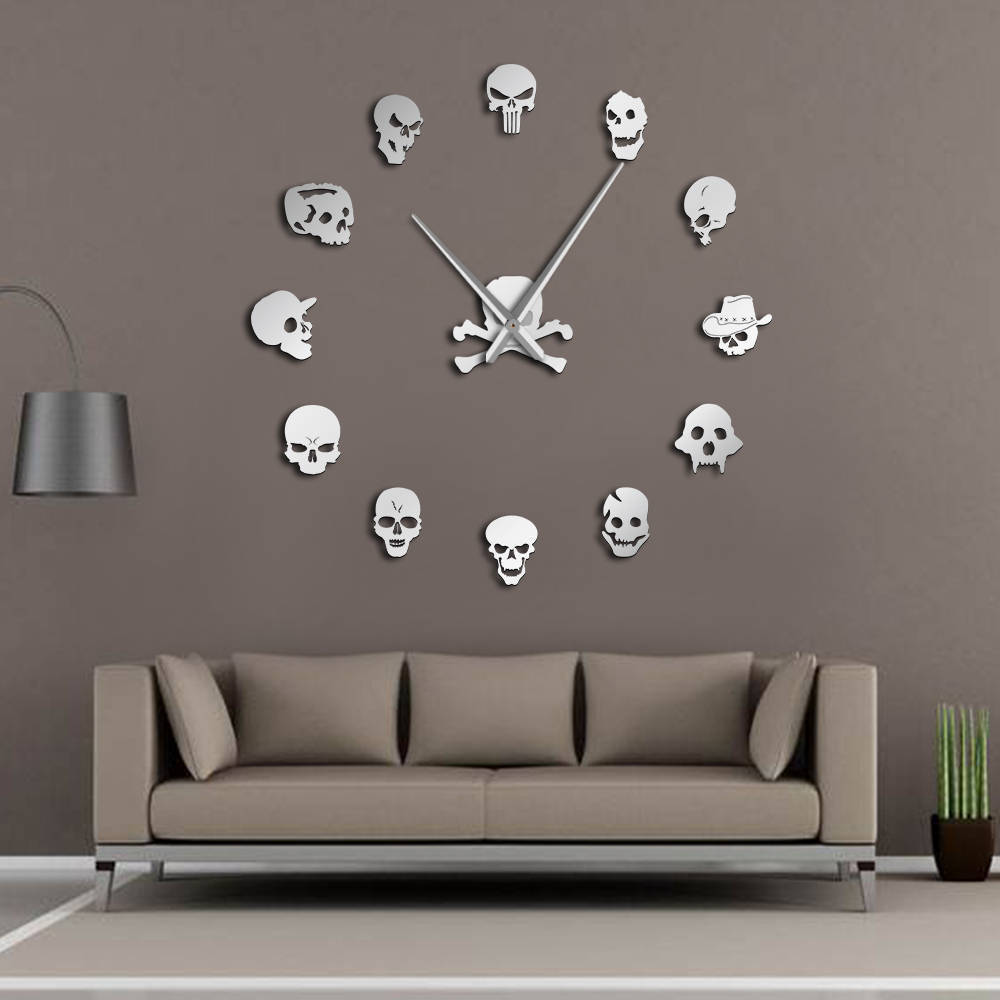 Reloj de pared grande con cabeza de Calavera, pega... – Grandado
