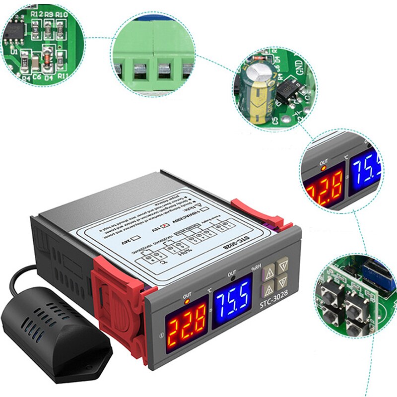 -3028 Digital Temperature Humidity Controller Home... – Grandado