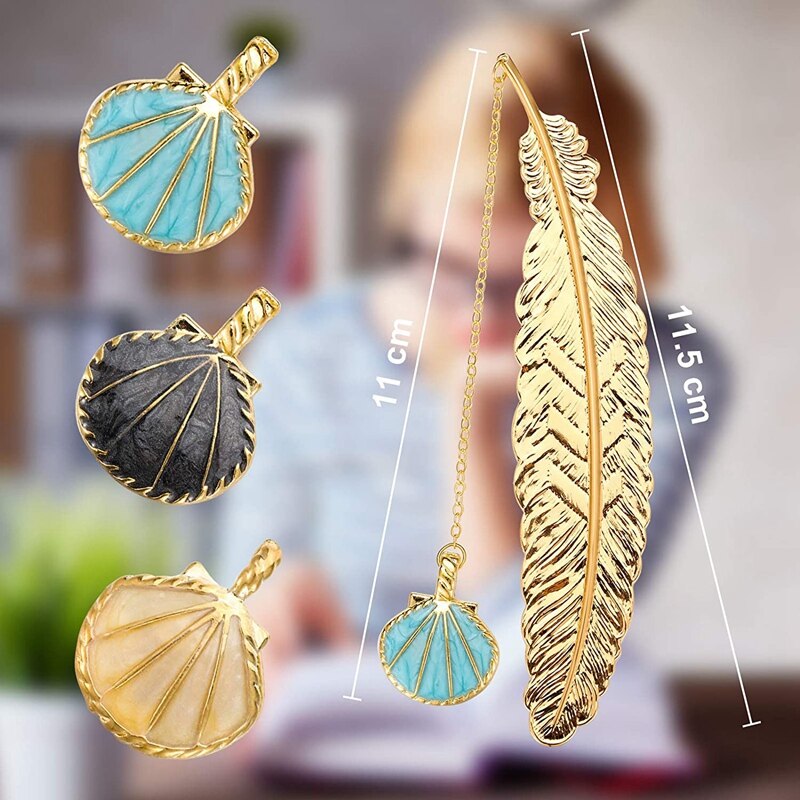 3Pcs Metal Feather Shaped Bookmarks Gold Feather B... – Grandado