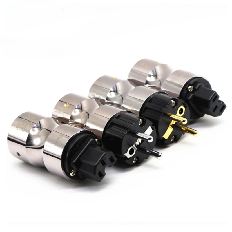 Hi-end European Schuko plug Rhodium gold plated po... – Grandado