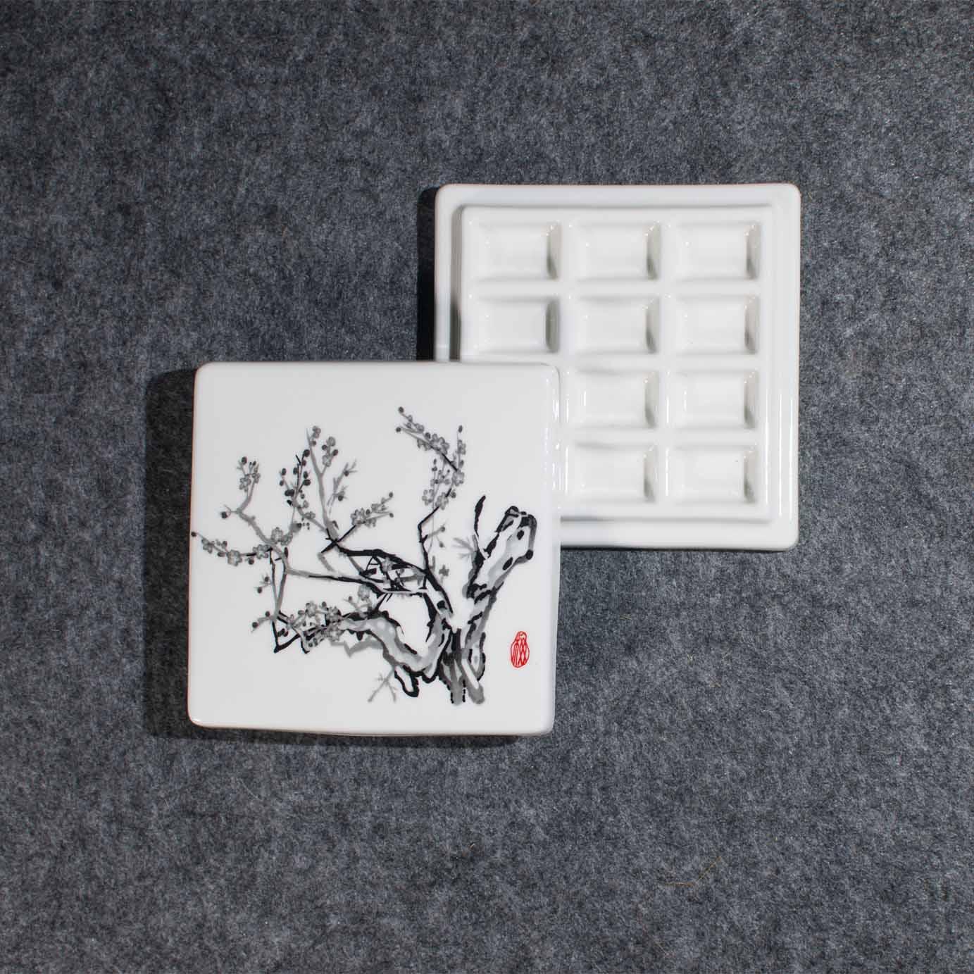 Chinese Style 12-Well Ceramic Gouache Watercolor P... – Grandado