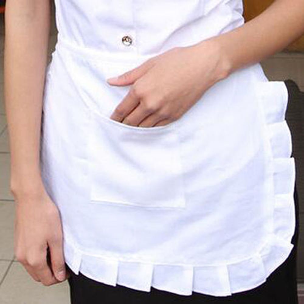 Retro Vintage Wit Half Taille Vrouw Schort Met Poc... – Vicedeal