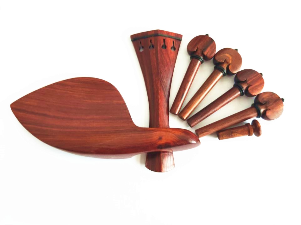 1 set rosenträ fiol delar 4/4, bakstycke, hakstöd... – Grandado