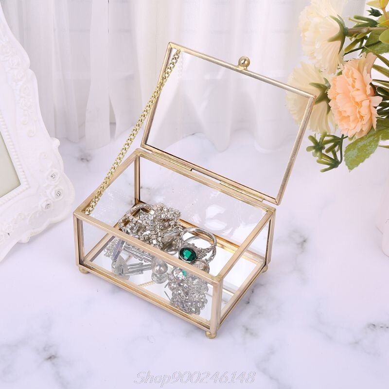 Rustic Wedding Ring Box Geometric Transparent Glas... – Grandado