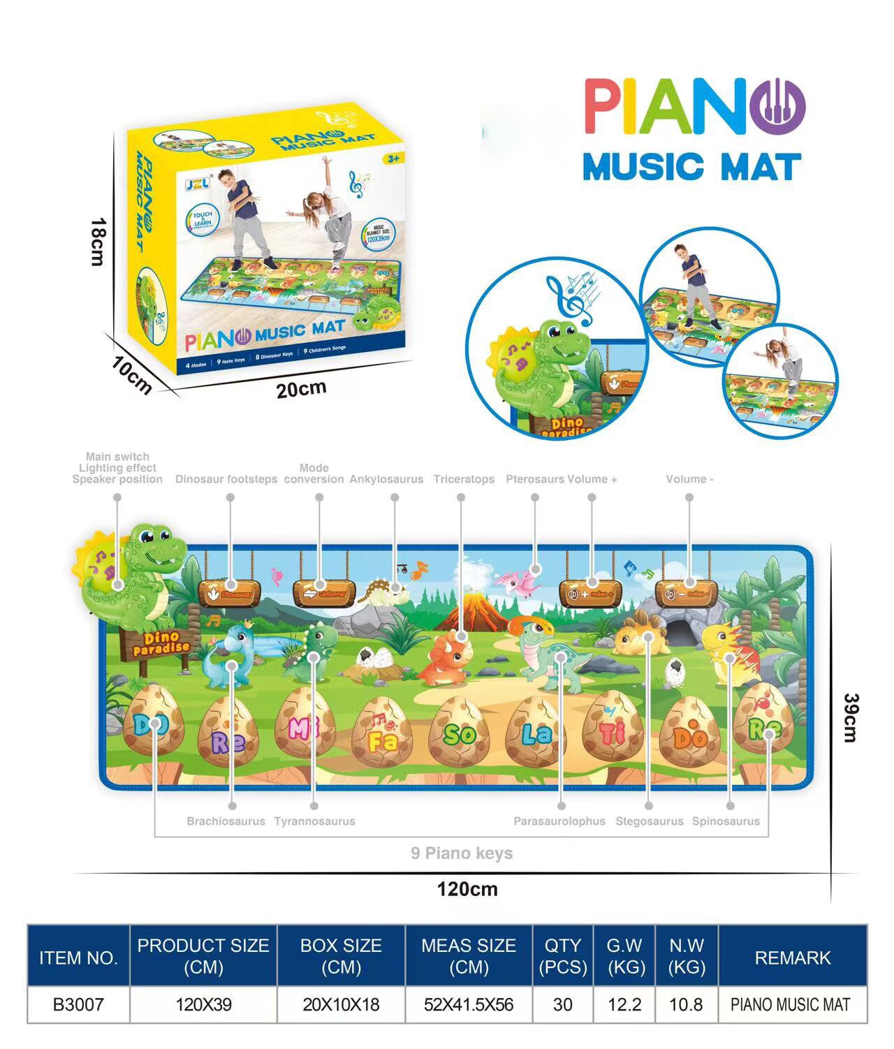 120 X 39cm Baby Mat Musical Carpet Music Mat Piano... – Vicedeal