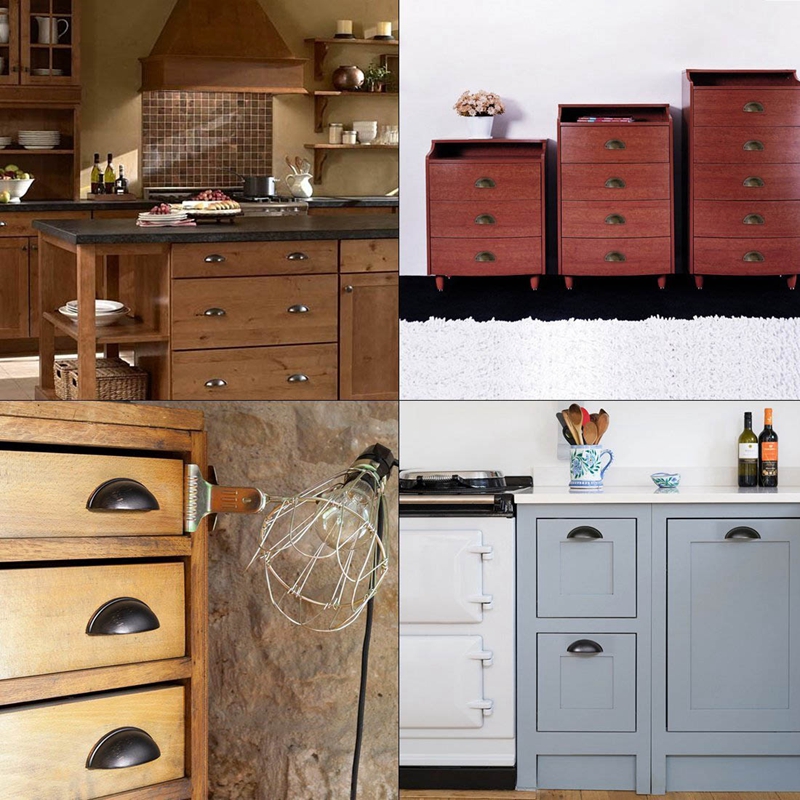 88mm Hole Centers Vintage Style Cup Shell Drawer Pull Handle Gold Tone ...