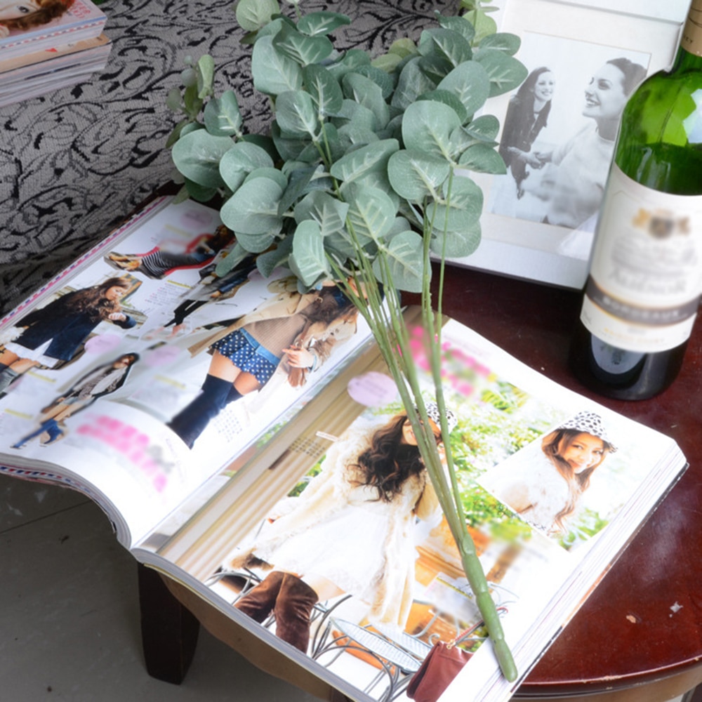 16 Heads Eucalyptus Bouquet Tree 1 Bunch Silk Arti... – Grandado