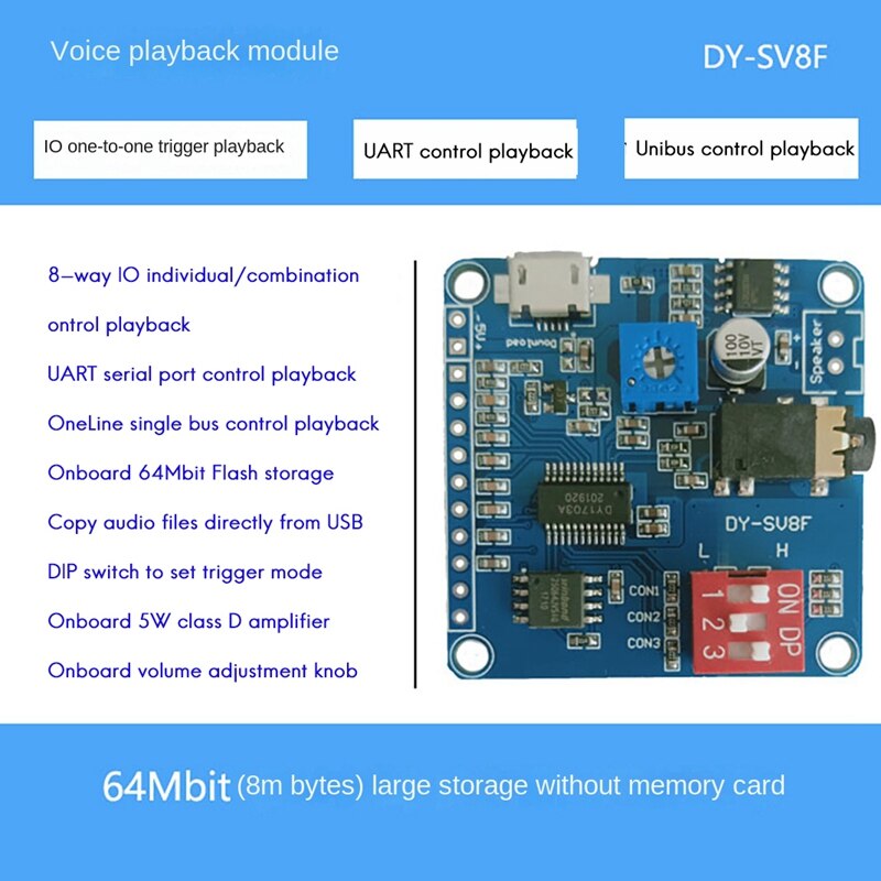 DY-SV8F Voice Playback Module MP3 Player UART I/O ... – Vicedeal