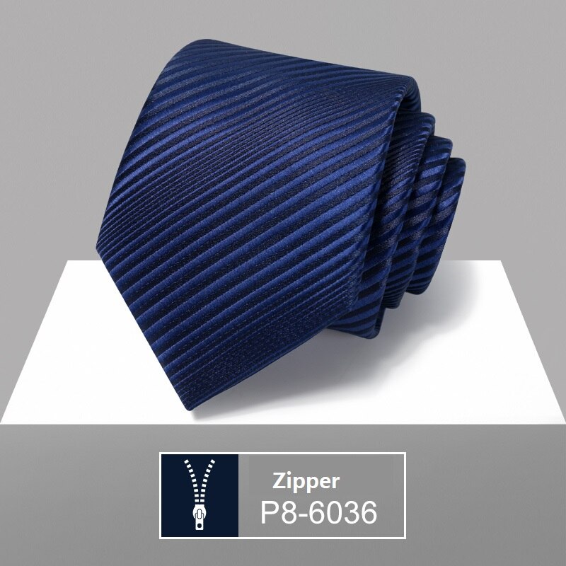 Wide Twill Dark Blue 8cm Ties for Men Zipper Neckt... – Vicedeal