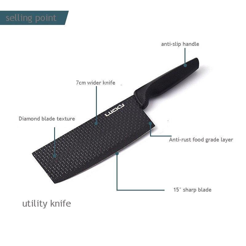 6PCS Chef Knives Set Black Blade Paring Utility Sa... – Vicedeal