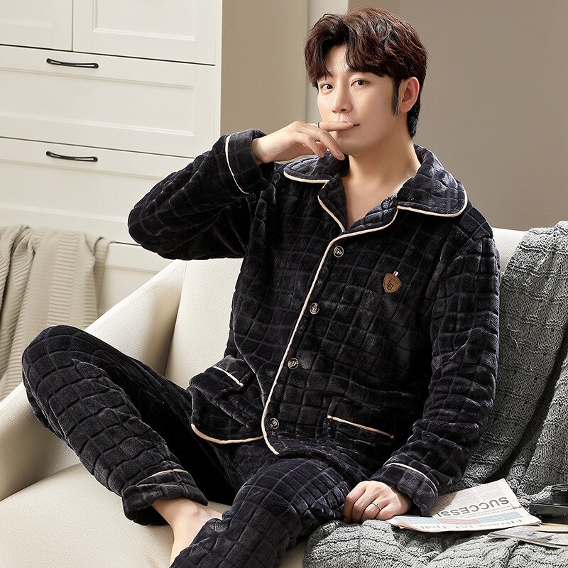 Autumn Winter Coral Fleece Warm Two-piece Pajamas ... – Grandado