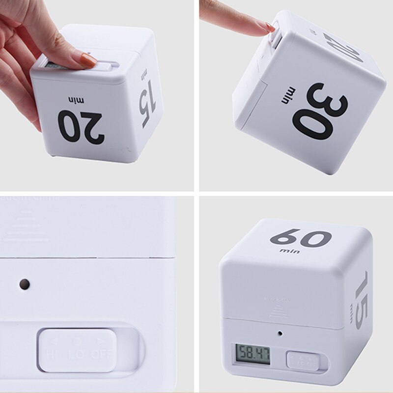 White Color Cube Kitchen Timer Cubic Timer Minutes Grandado