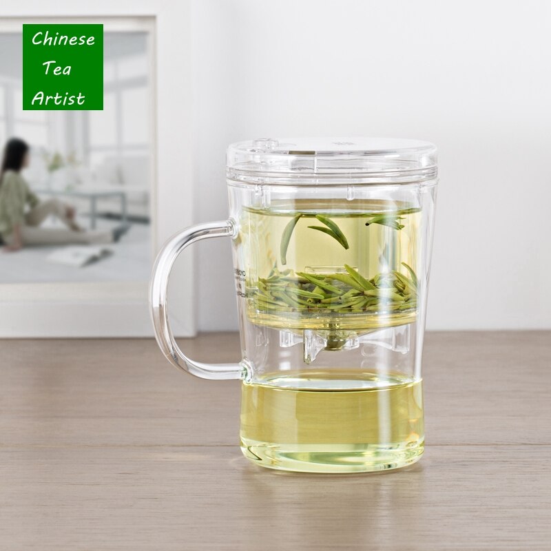 Crystal Clear Borosilicate Thee Cup met Deksel en ... – Grandado