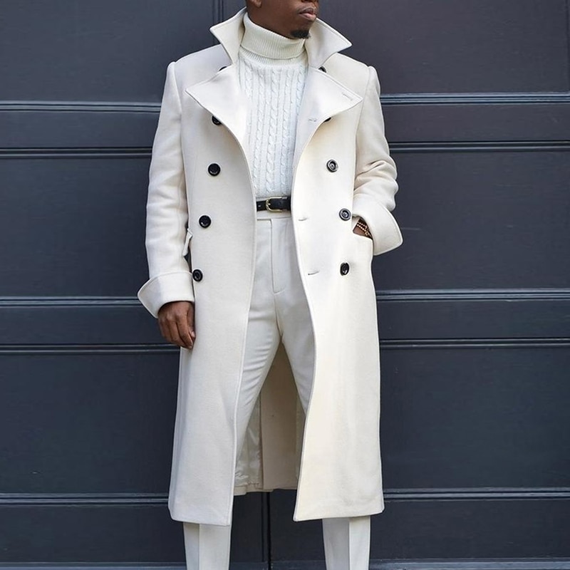 Men Straight Jacket Long Sleeve Lapel Button White... – Grandado