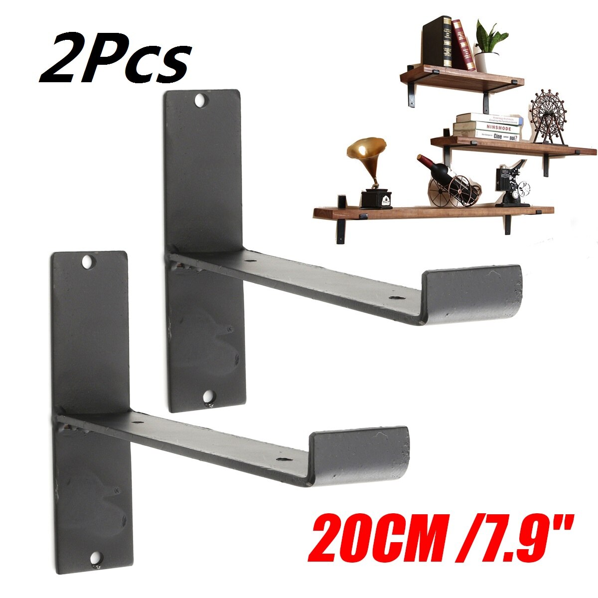 2pcs 20cm Wall Mounted Shelf Bracket Heavy Duty Sc... – Vicedeal