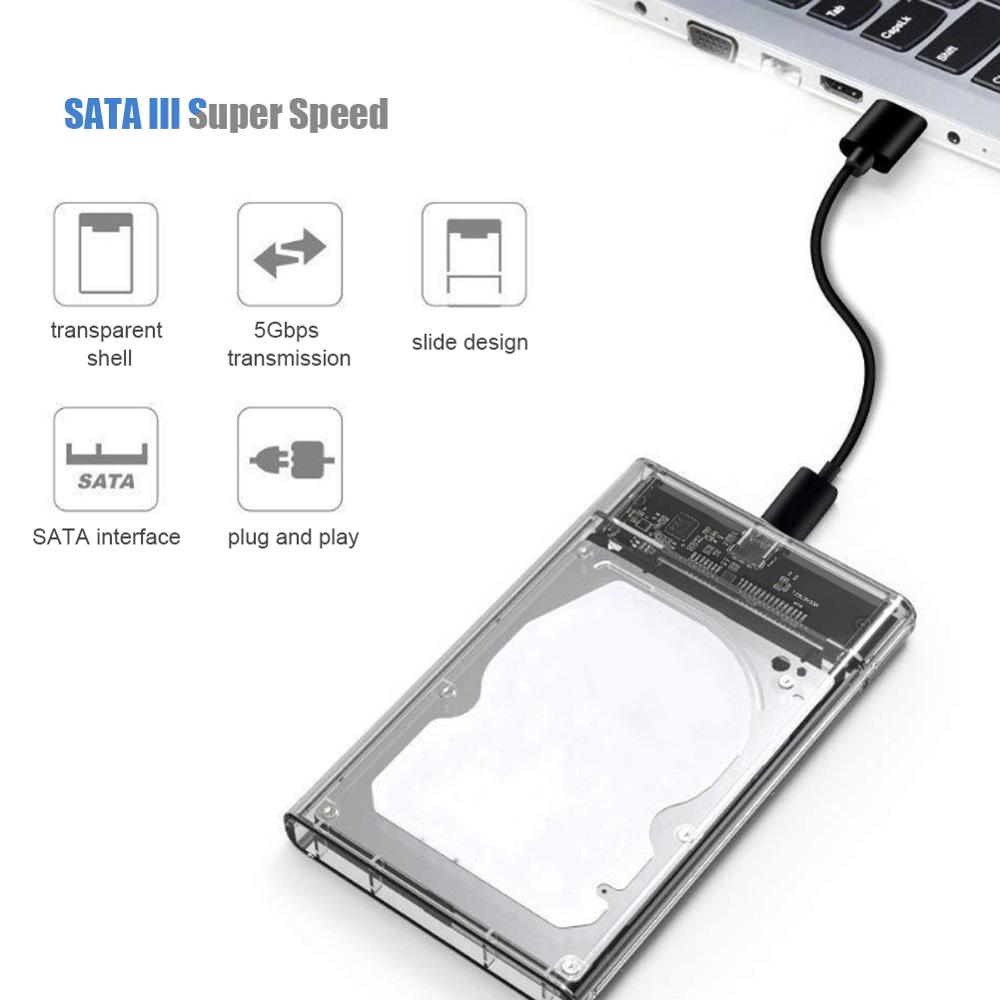 Transparent 2.5 Inch SATA HDD SDD Box Case Type C ... – Grandado