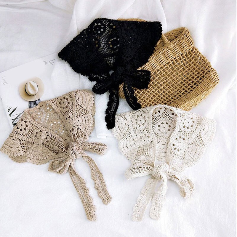 Simple Small Scarf Crochet Shawl Girls Solid Color... – Grandado