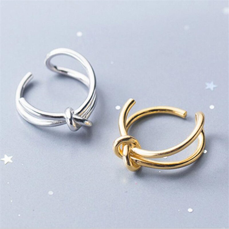 Anillo de Plata de Ley 925 con doble nudo, joyería... – Grandado