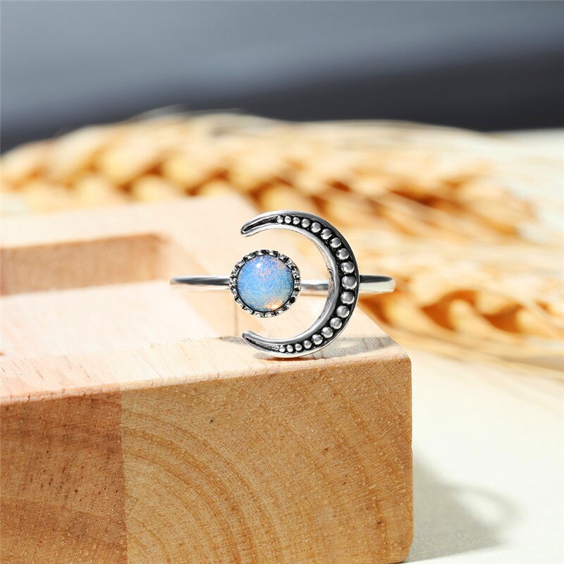 Vintage Moonstone Opening Adjustable Rings For Wom... – Vicedeal