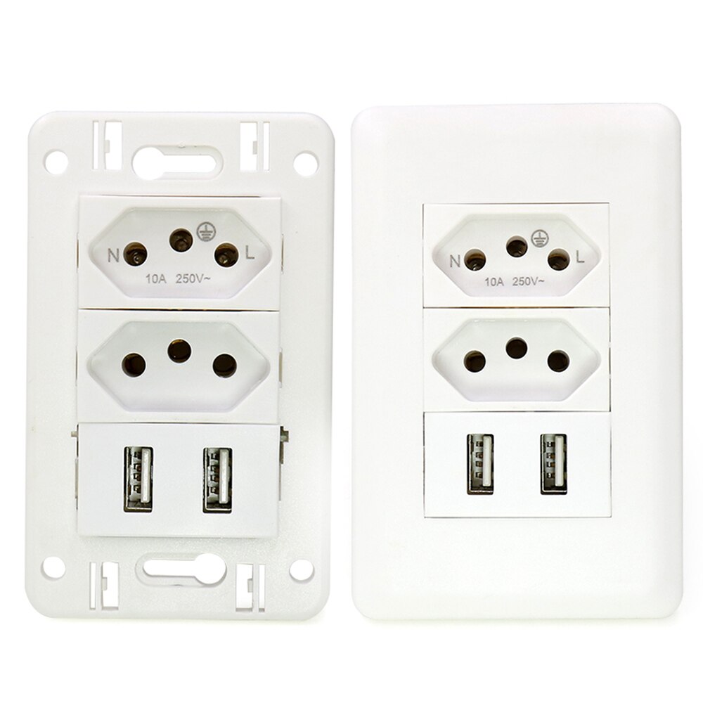 Brazil Wall Socket with Dual USB Electric 3Pin Plu... – Grandado