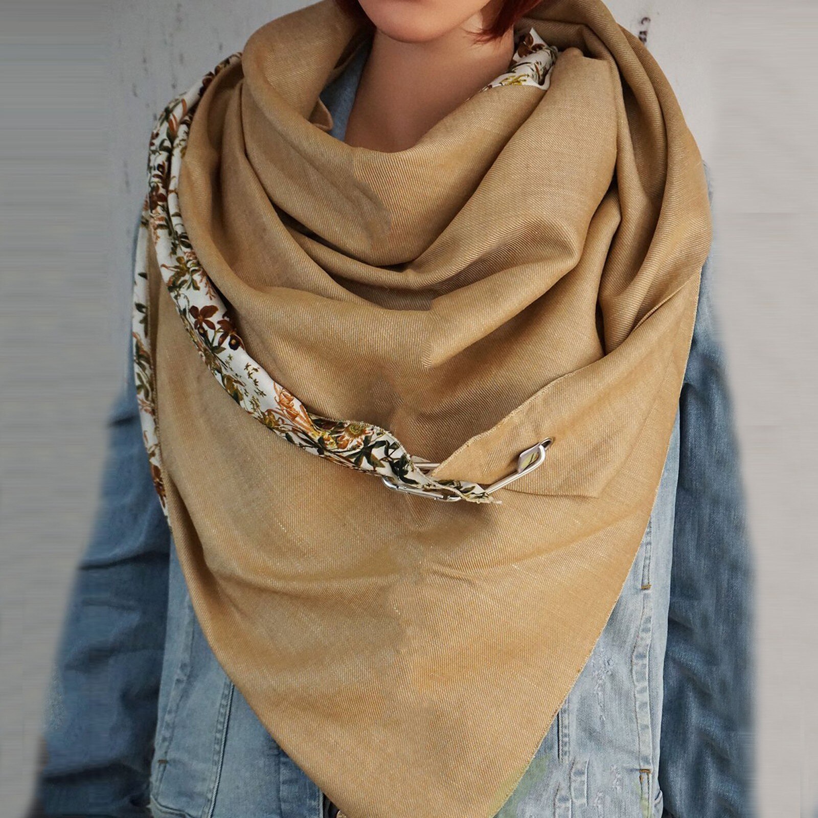 Autumn And Winter Warm Thick Scarf Women Leaves Pr... – Grandado