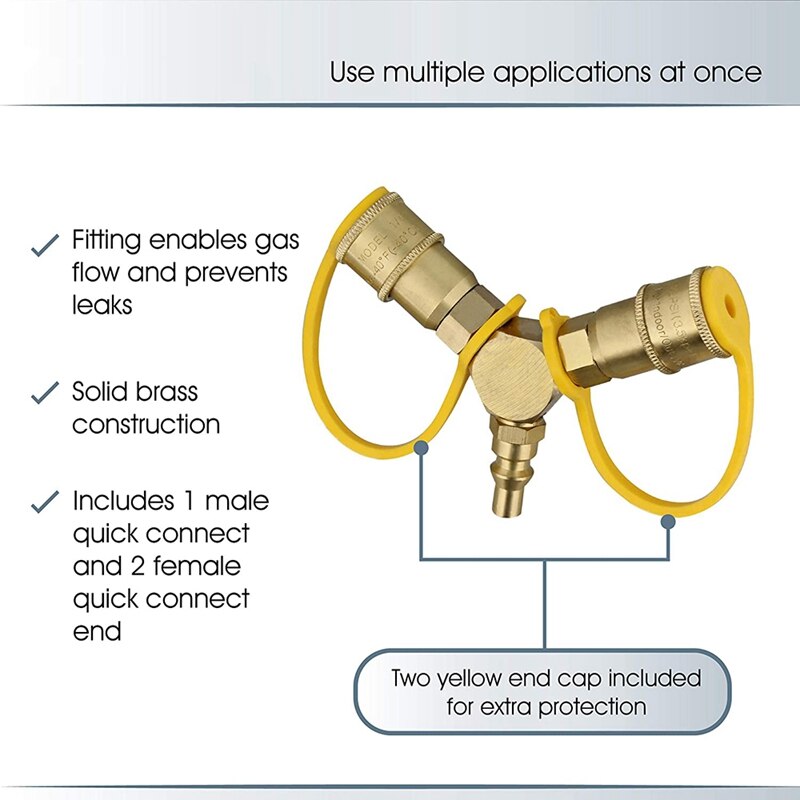 1/4In Propane Tank Adapters LP Gas Line Splitter 2... – Vicedeal