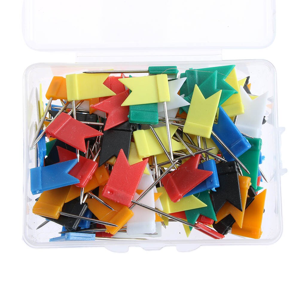 100 Pieces Multicolor Map Flag Push Pins Tacks Pla... – Grandado