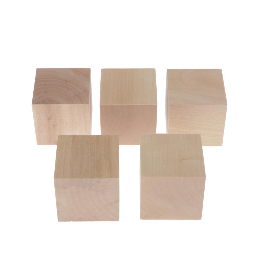 6cm Wooden Cubes, 5pcs Unfinished Square Wood Bloc... – Grandado