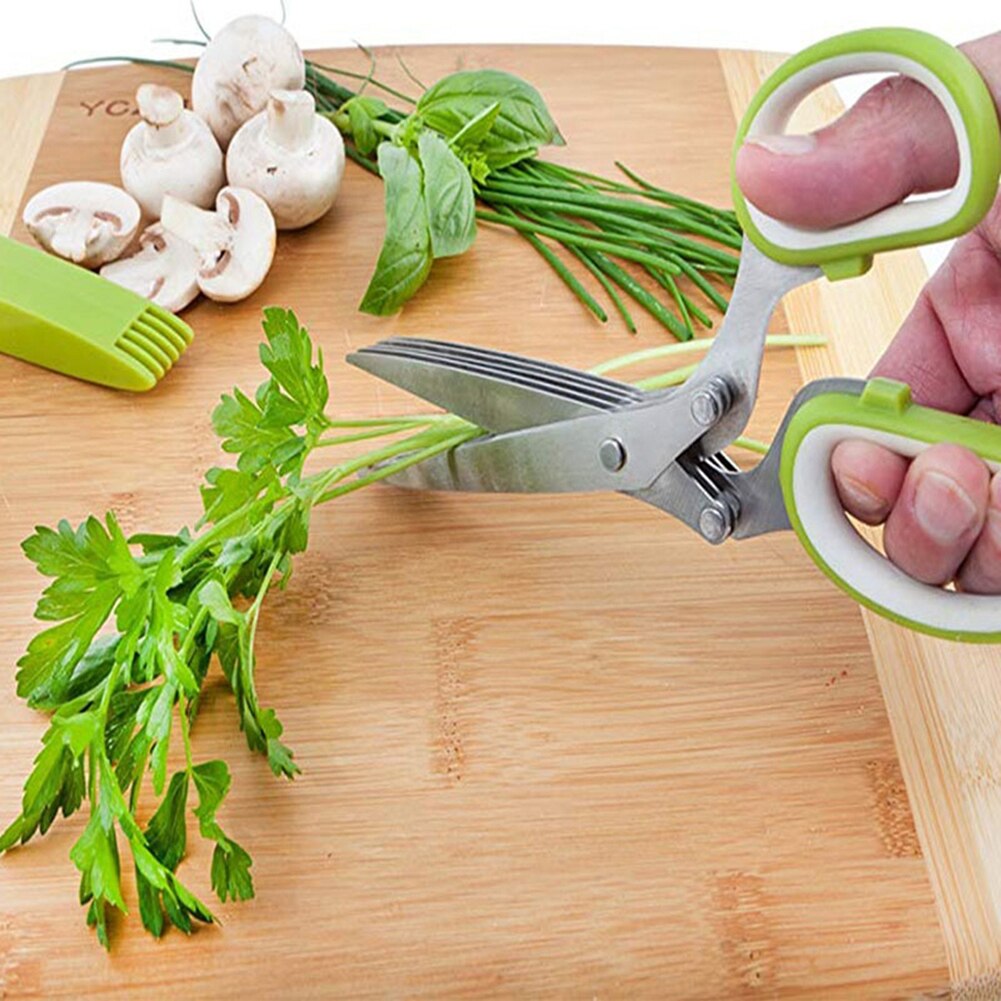Herb Scissors with 5 Blades Kitchen Gadgets Cutter... – Grandado