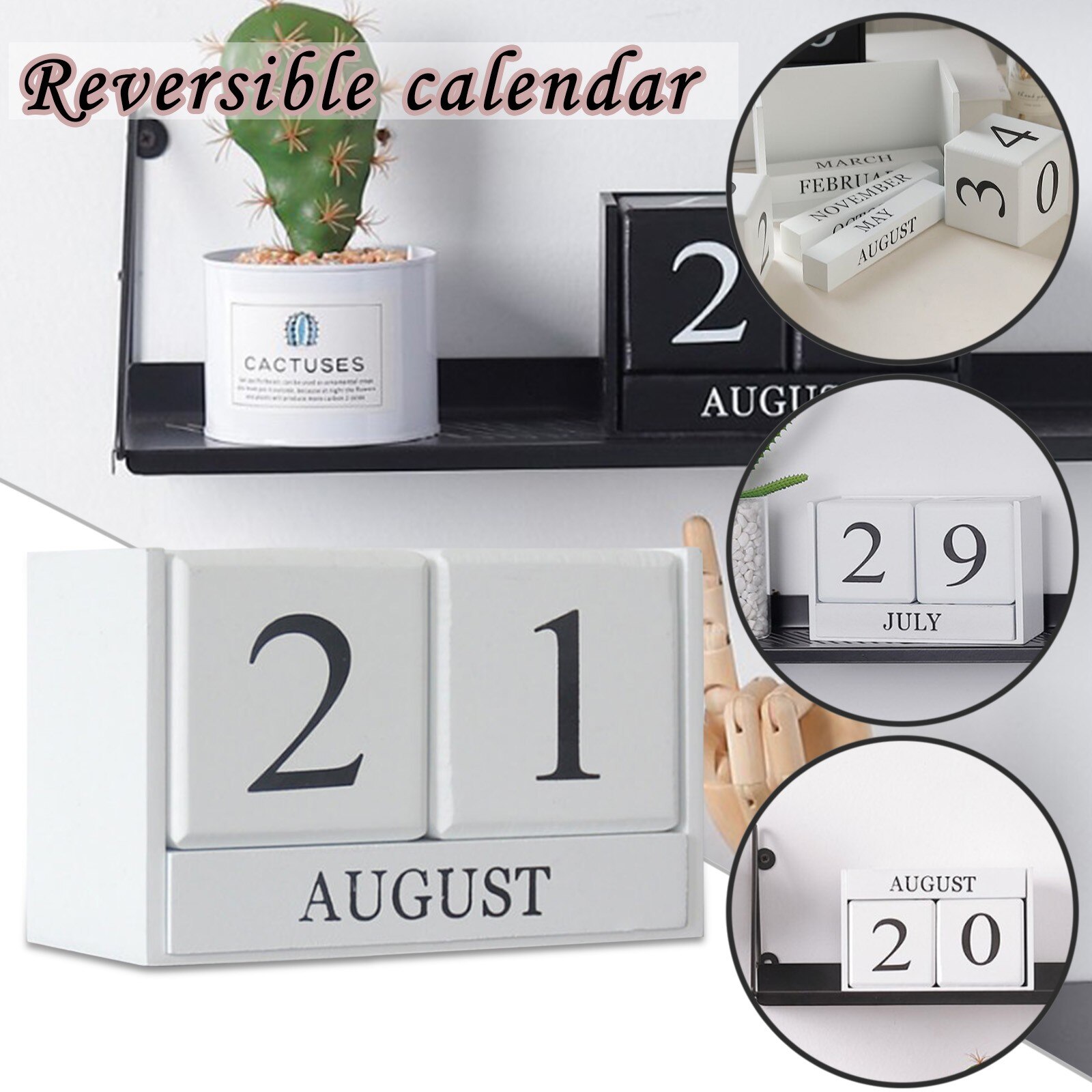 Leuke Vintage Desktop Houten Letters Kalender Kubu... – Grandado