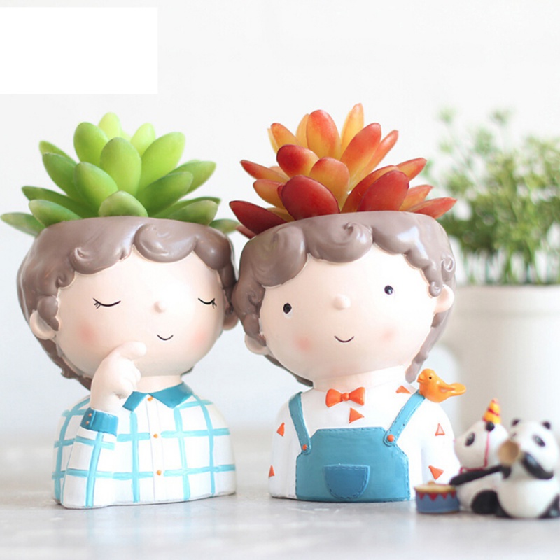 Succulent Plant Pot Cartoon Cute Boy Mini Flower P... – Grandado