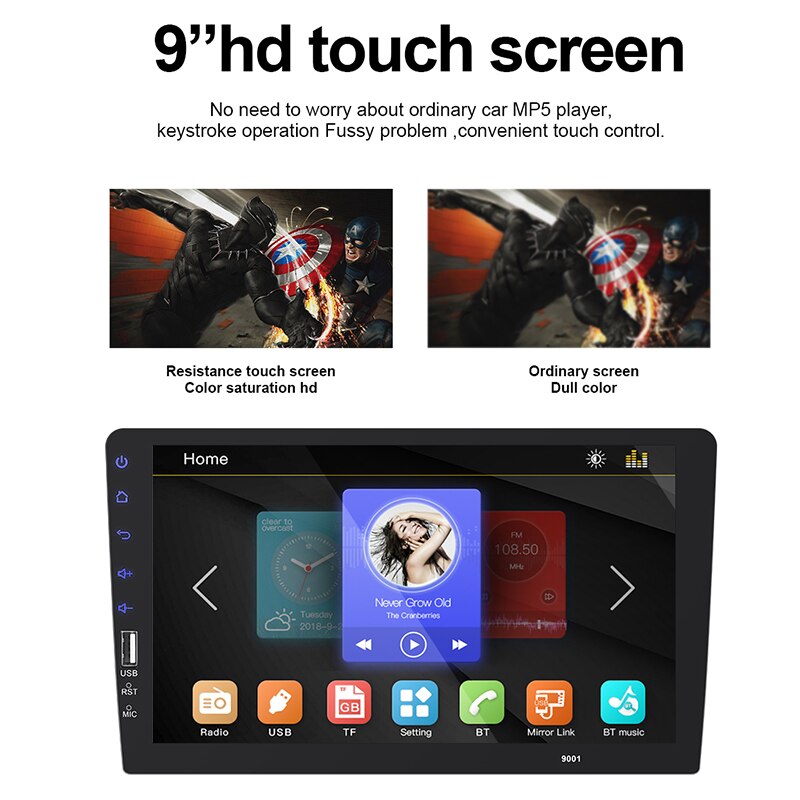 2 Din Car Radio 9 Inch Full Press Mirror Link Car ... – Grandado