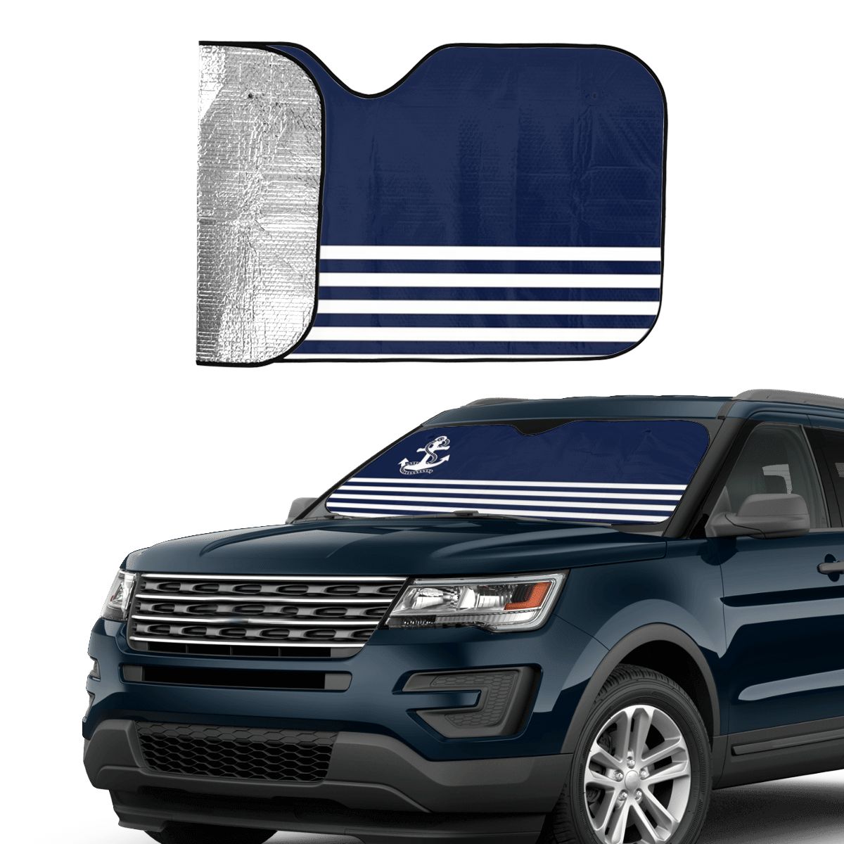 Nautische Marine Blauwe Strepen En Wit Anker Polye... – Vicedeal