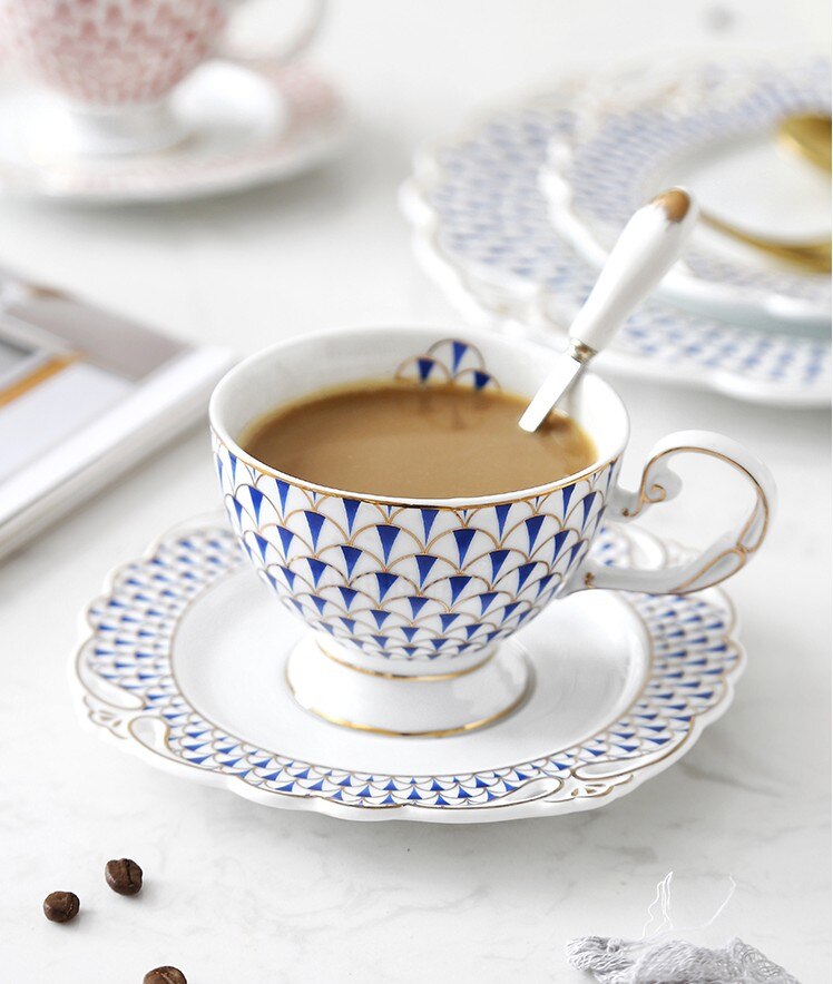 British Afternoon Tea Mug Luxury Coffee Cup Saucer... – Grandado