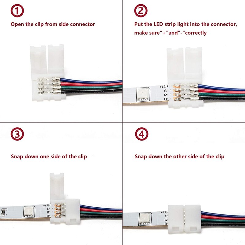 LED 5050 Connector Kit 10 mm 4-Pin, Including Most... – Grandado