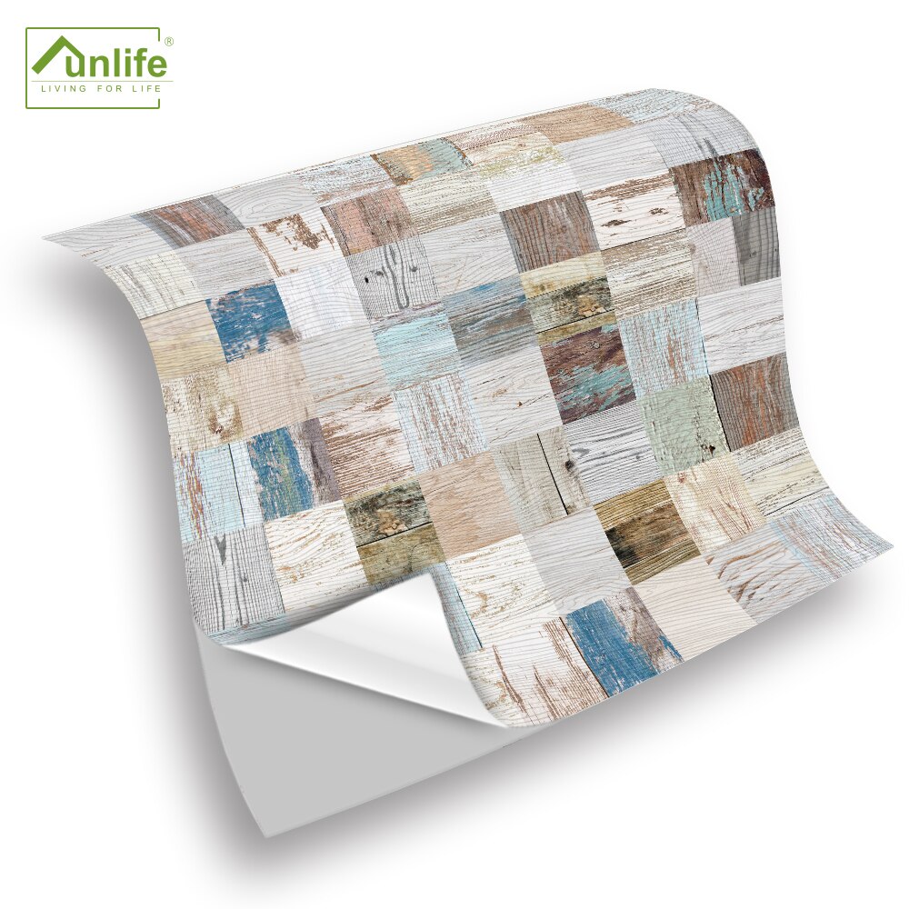 Funlife® Rustic Wood Mosaic Tile Sticker Peel&... – Grandado