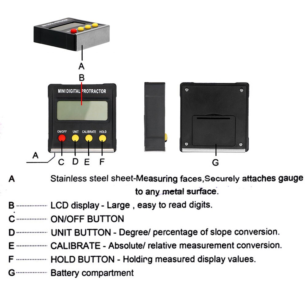 360 Degree Mini Digital Protractor Inclinometer El... – Vicedeal