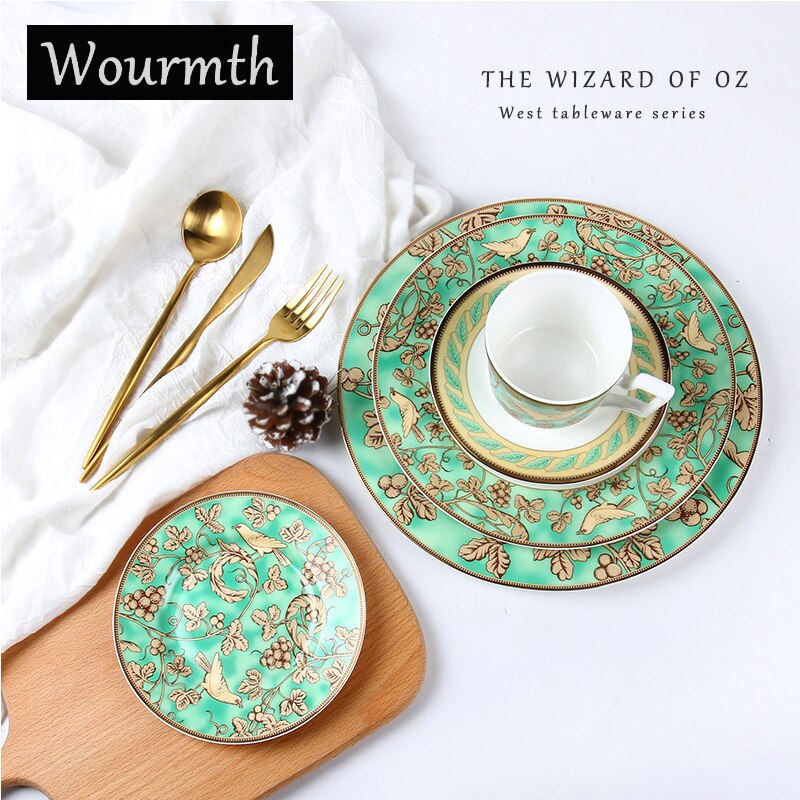 WOURMTH Bone China Tableware Ceramic Dinner Set Di... – Vicedeal