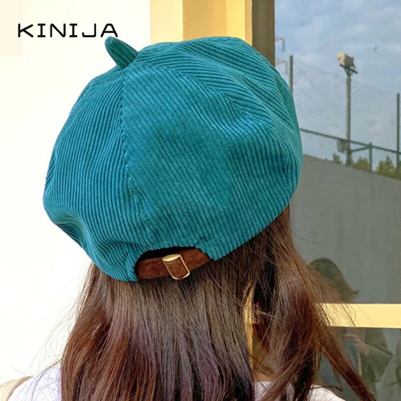 Spring Beret Hats For Women corduroy pure Color Re... – Grandado
