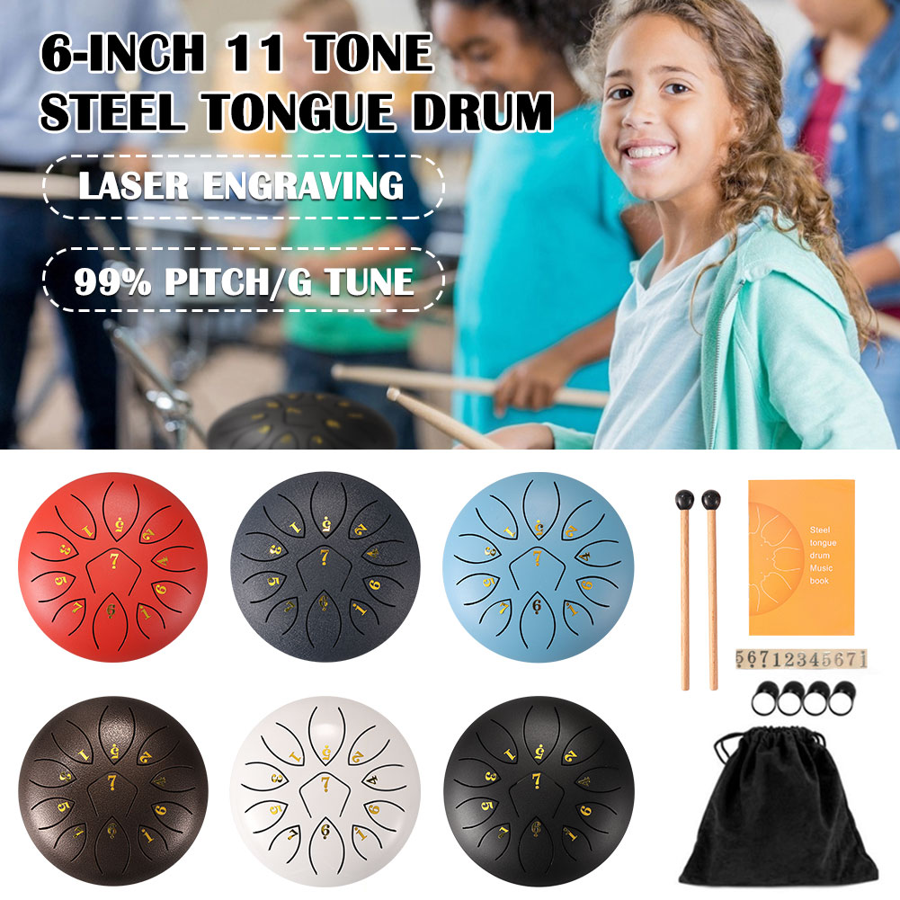 Tongue Drum 6 Inch 11-Note Steel Tongue Drum with ... – Grandado