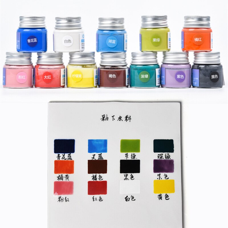 12 Color Set Pottery Art Painting Pigment Ceramic ... – Grandado