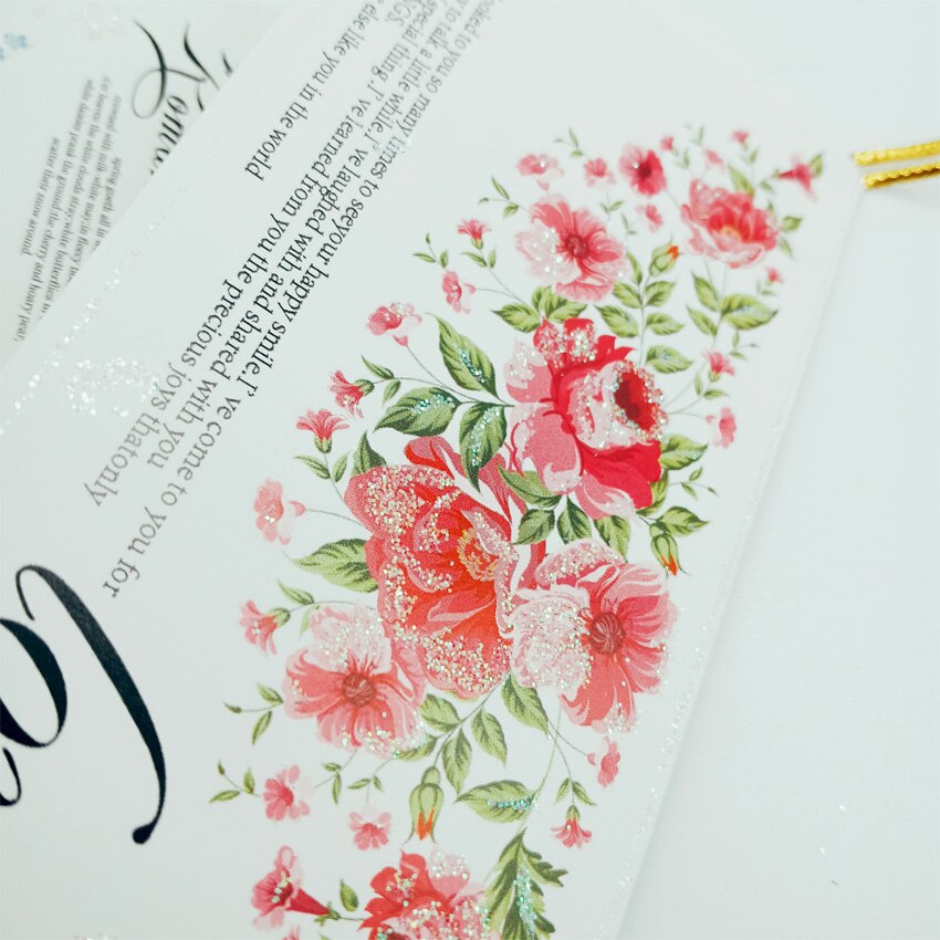 144pcs Love you flower series gold line card messa... – Vicedeal