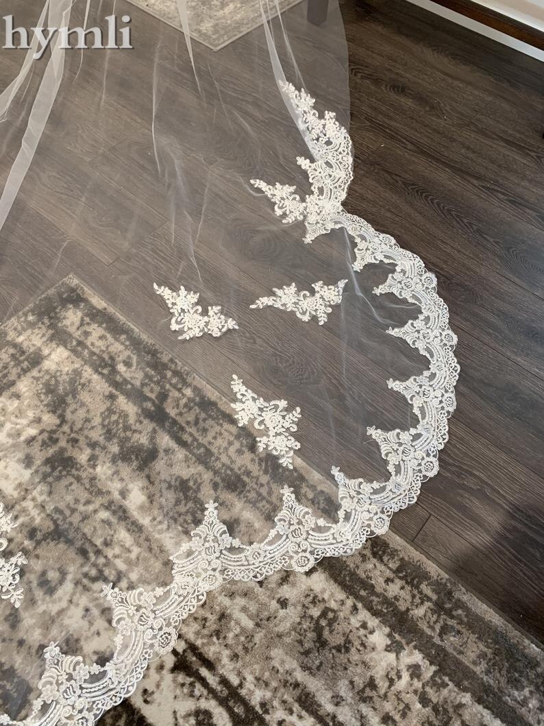 One Layer Wedding Veil 3 Meters Scalloped Edge Cat... – Grandado
