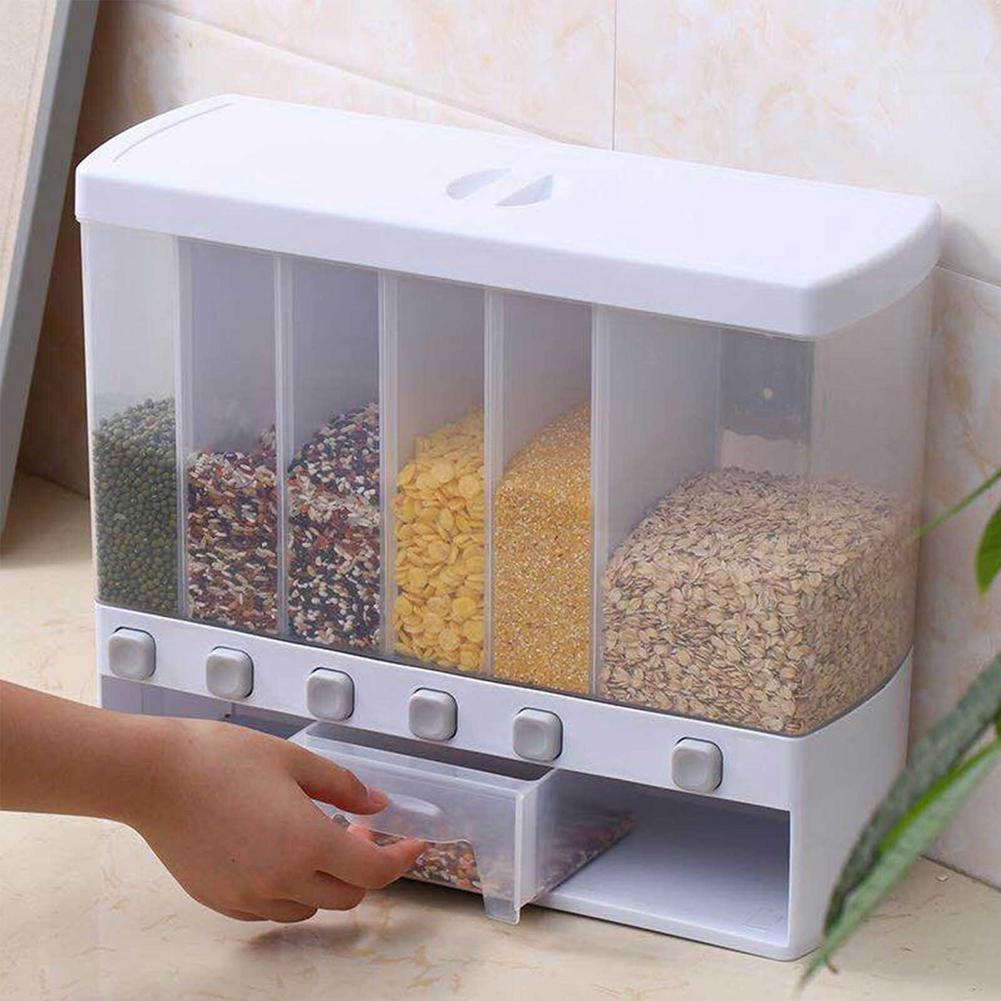 Dry Food Dispenser 6-Grid Cereal Dispensers Food S... – Grandado