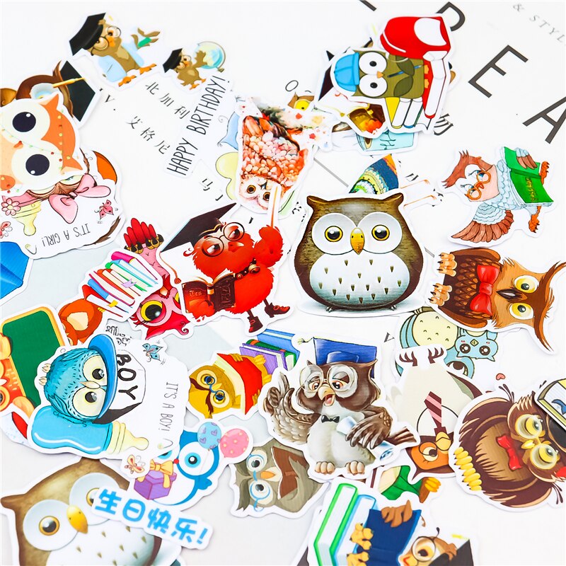 40pcs Cute owl animal stickers DIY Decal Mobile/PC... – Grandado