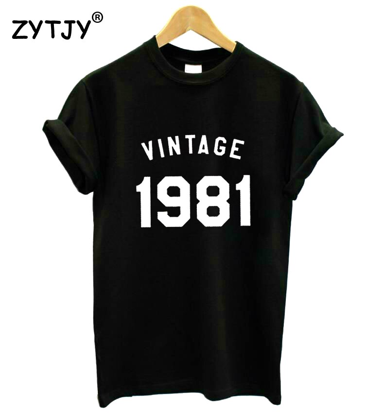 vintage 1981 37th Birthday Letters Print Women tsh... – Grandado