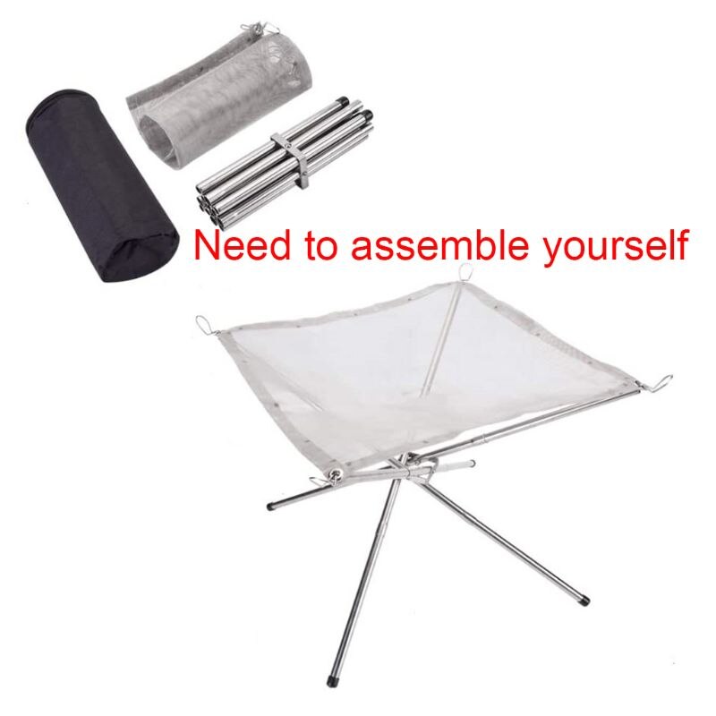 Draagbare Outdoor Vouwen Rack Rvs Mesh Firepit Voo... – Vicedeal