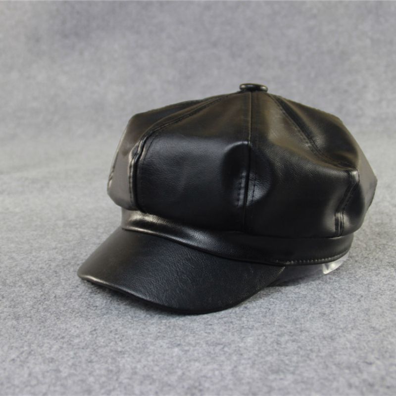 Ladies Autumn Winter Leather Navy Cap Berets Hat O... – Vicedeal